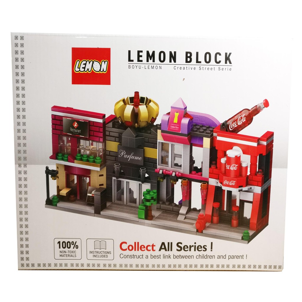 Lemon Blocks บล๊อกตัวต่อ เลโก้จีน ชุดร้านอาหาร ร้านน้ำหอม ร้านเสื้อผ้า ...