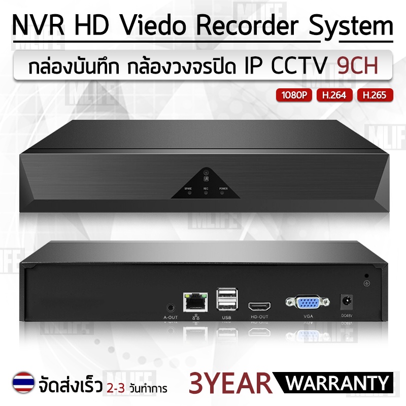 เครื่องบันทึก NVR 9CH กล่องบันทึกกล่อง IP Camera สำหรับ กล้องวงจรปิด ...