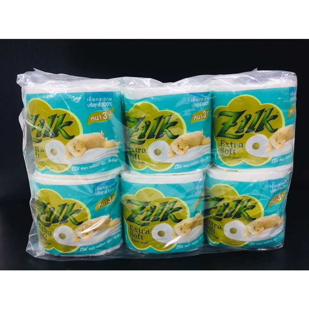 Zilk ซิลค์ เอ็กซ์ตร้า ซอฟท์ กระดาษทิชชูม้วน หนา 3 ชั้น (ม้วนเดี่ยว x12 ม้วน) (ความยาว 19 เมตร x ...