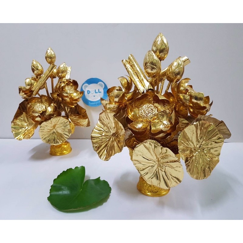 Brass byfa บุษกร 01 ดอกบัวทองเหลือง ในพาน(ราคาคู่) | Shopee Thailand