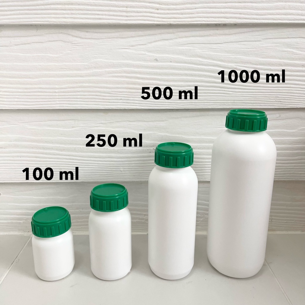 พร้อมส่ง ขวด HDPE ขนาด 100ml , 250 ml, 500 ml, 1000 ml พร้อมฝาสีเขียว และจุกใน | Shopee Thailand