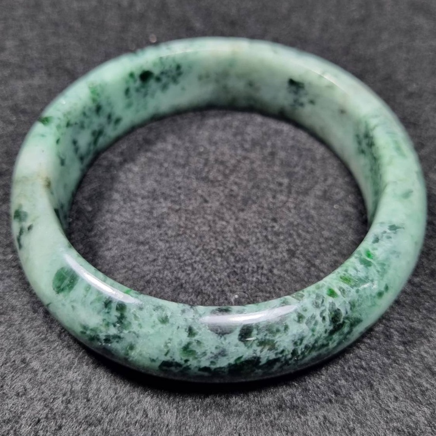 (J63) กำไลหยก พม่าแท้ Jadeite Type A Size 62.3 mm. หยกแท้สีธรรมชาติ ไม่ ...