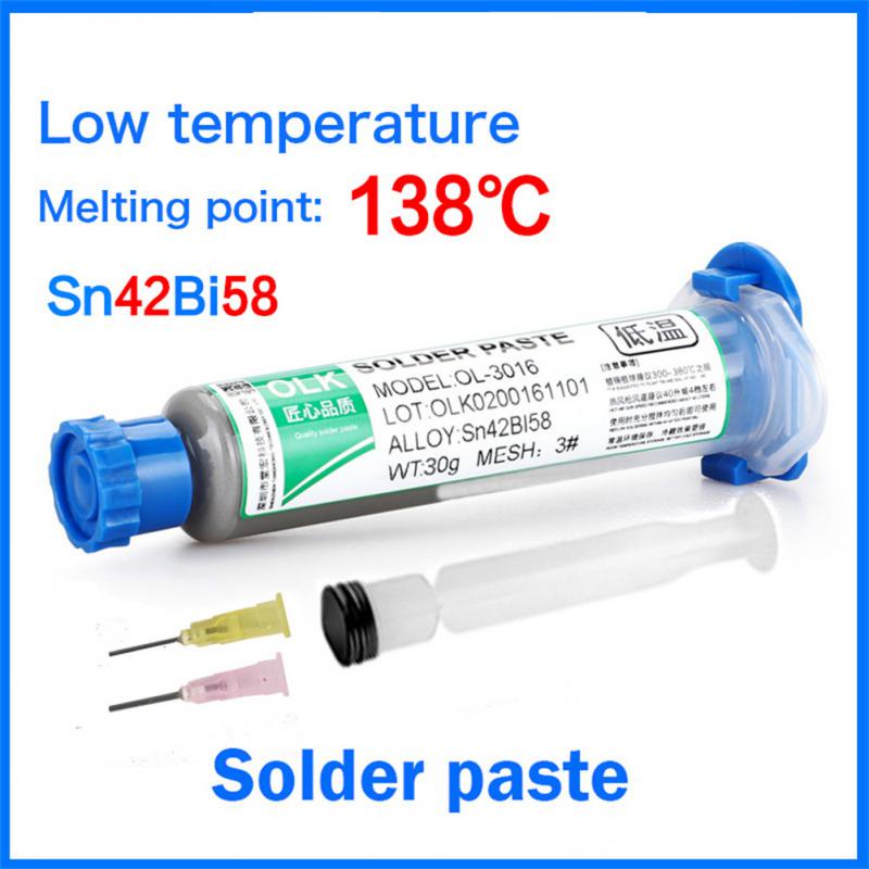 2022 New Low Temperature Lead-free Syringe Solder Paste Flux Soldering tin Sn42Bi58 138 ...