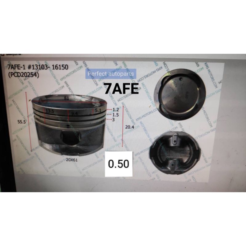 ลูกสูบ Toyota 7AFE ไซส์0.50(20)พร้อมสลักลูกสูบ ราคา/ชุด4ลูก ของใหม่ ...