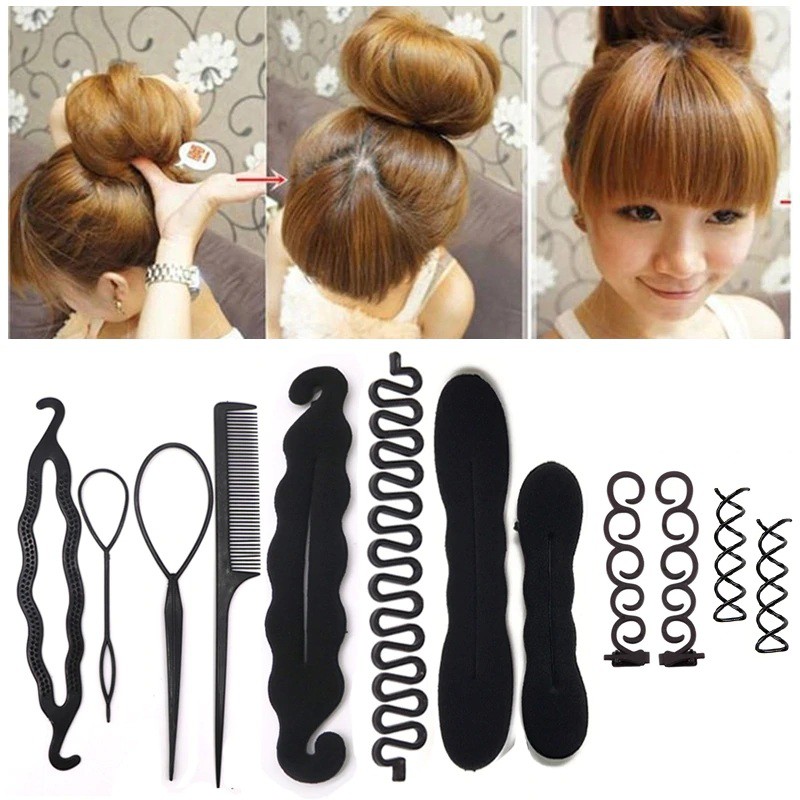 DIY Donut Hair Maker เครื่องมือจัดแต่งทรงผม Braiding อุปกรณ์เสริมชุด ...