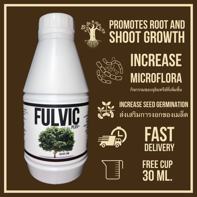 Fulvic Plus+ ฟลูวิค ส่งเสริมการเจริญเติบโตของ ราก และ ยอด เพิ่มการงอก ...
