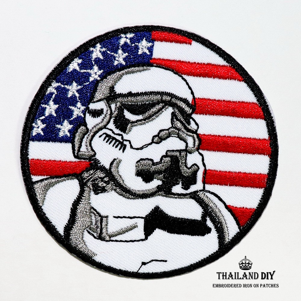 ตัวรีดติดเสื้อ ลายธงชาติอเมริกา Stormtrooper Star Wars Patch wop อาร์มติดเสื้อ สตาร์วอร์ งานปัก ...