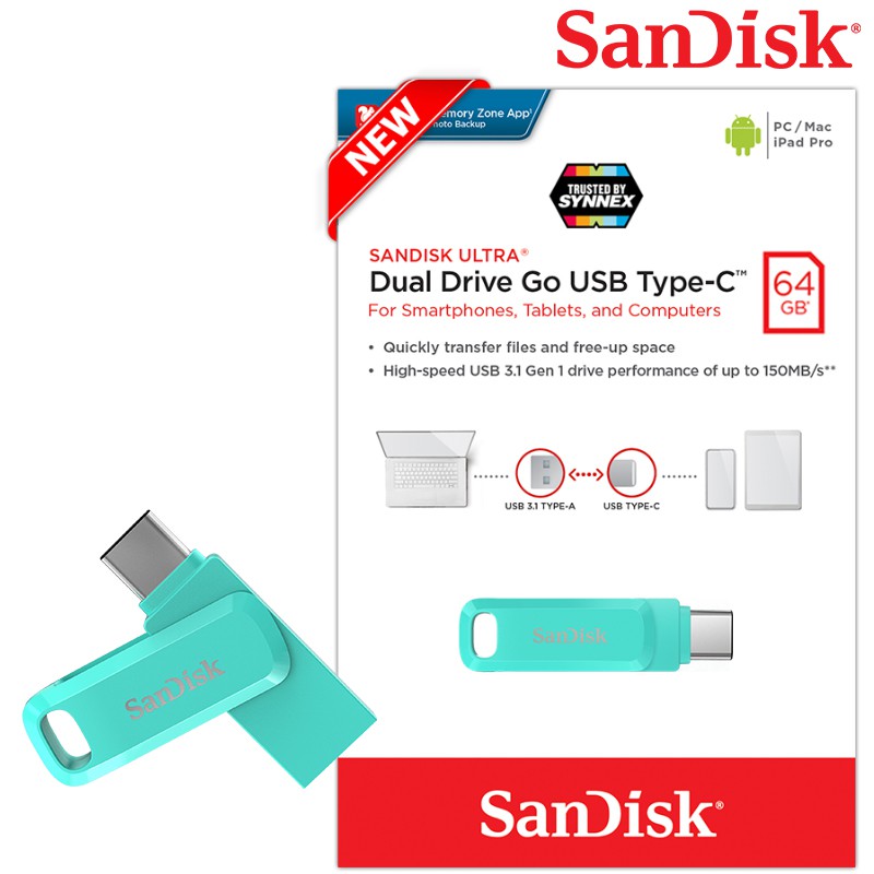 SanDisk Ultra Dual Drive Go 64GB USB 3.1 Gen1 Flash DriveType-C Speed ...