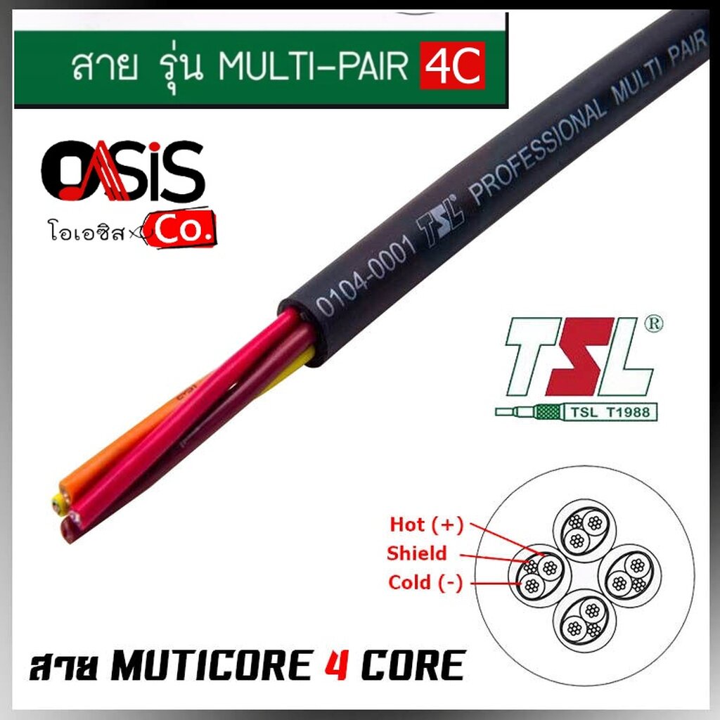 (ตัดตามสั่ง ราคา/เมตร) TSL 4Cx24AWG (ทองแดงแท้) สายมัลติคอร์4คอร์ สาย ...