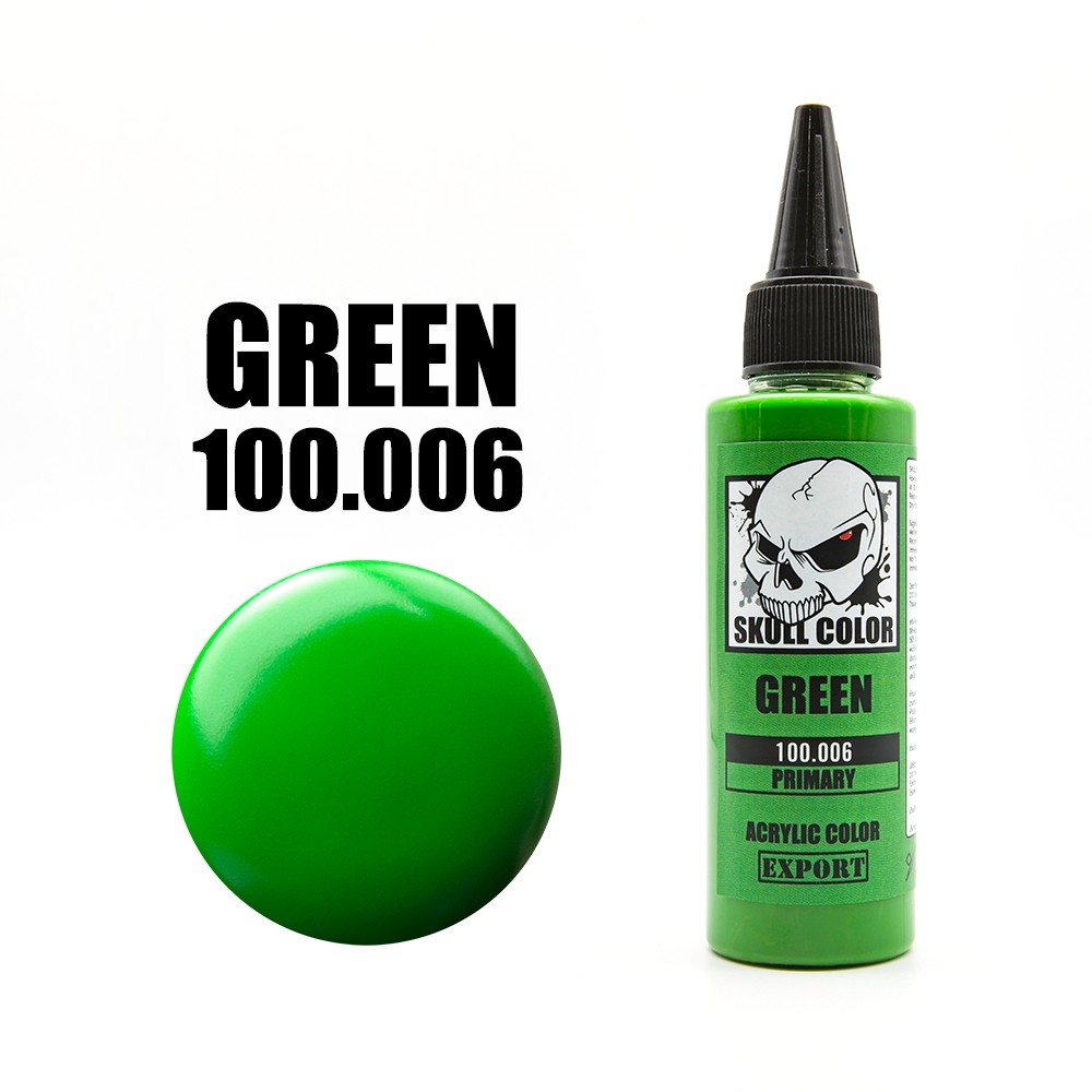 Skull Color 006 สีเขียว (Green) สีสูตร Acrylic ผสมสำเร็จสำหรับแอร์บรัช ...