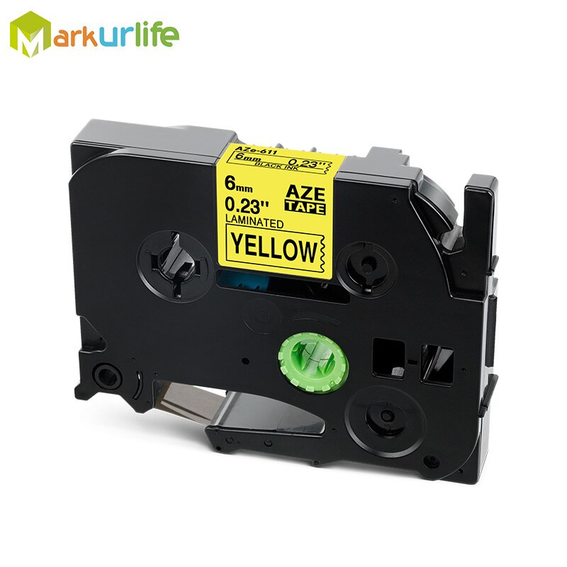 Compatible for Brother TZe611 TZe-611 TZ611 Laminated label tape Black ...