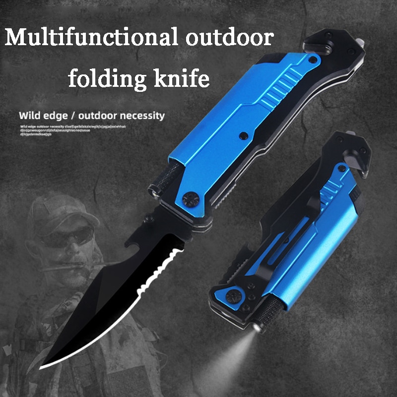 6 in 1 Survival Caming Knife Outdoor Folding Multifunction Knife Self ...