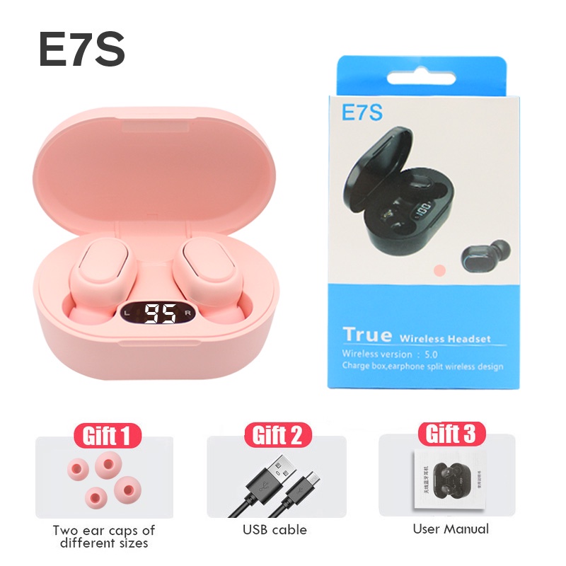หูฟังไร้สาย E7S E6S TWS 5.0 หูฟังบลูทูธ ชุดหูฟังเสียง กีฬา พร้อมกล่อง | Shopee Thailand