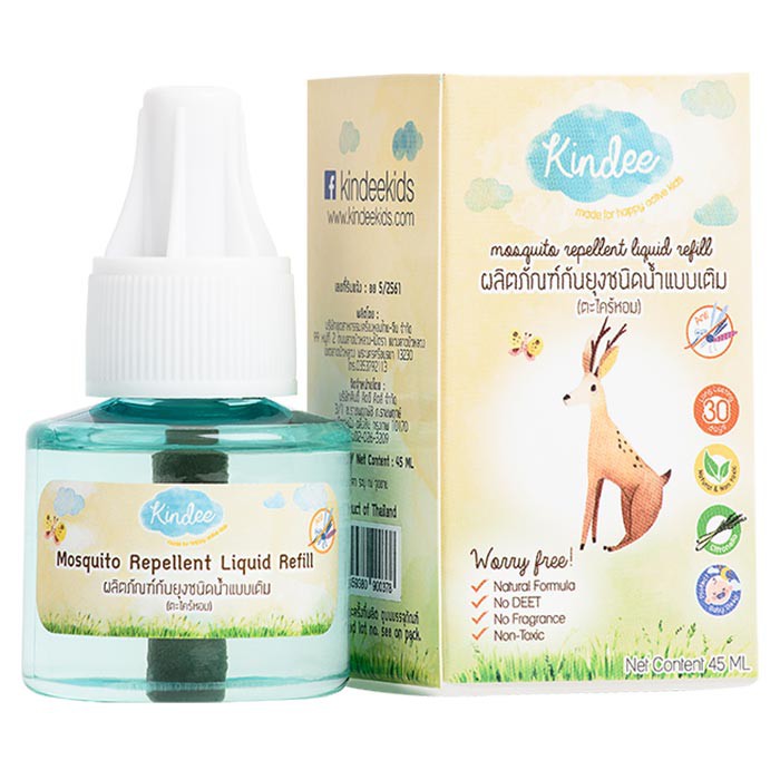 ถูกที่สุด คินดี้ เครื่องไล่ยุง ชนิดเติม 45 มล. KINDEE Mosquito Repellent Liquid Refill 45 ml ...