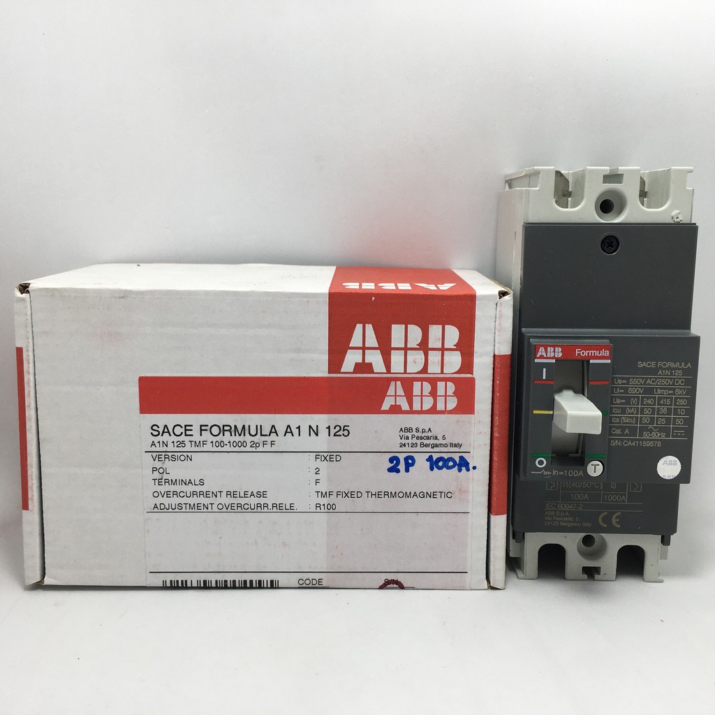 ABB ซีรี่ส์ Formula A1N 125A โมล์ดเคสเซอร์กิตเบรกเกอร์ 2สาย | Shopee ...