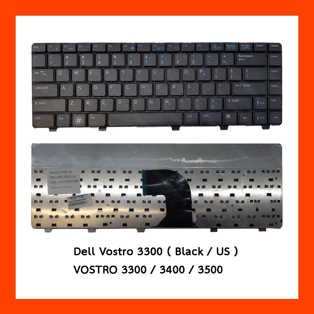 Keyboard Dell Vostro 3300 Black US แป้นอังกฤษ ฟรีสติกเกอร์ ไทย-อังกฤษ ...