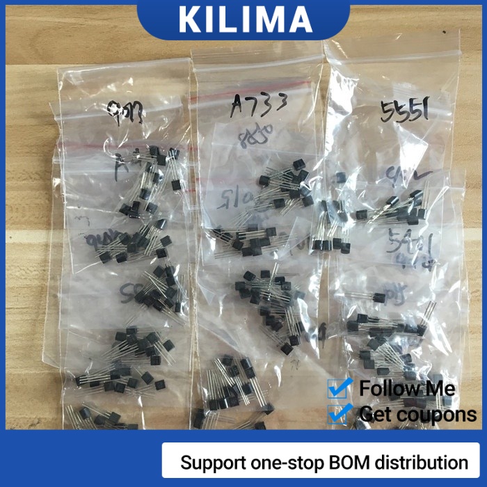 ชุดทรานซิสเตอร์ (TO-92) 18 ค่า * 10 ชิ้น =180 ชิ้น 2N2222 S9013 S9014 S9015 S9018 S8050 S8550 ...