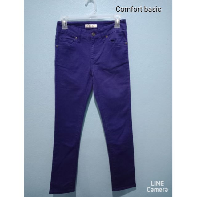 กางเกงยีนส์สกินนี่ Comfort basic แบรนด์ญี่ปุ่น สีม่วงอมน้ำเงิน มือสอง ...