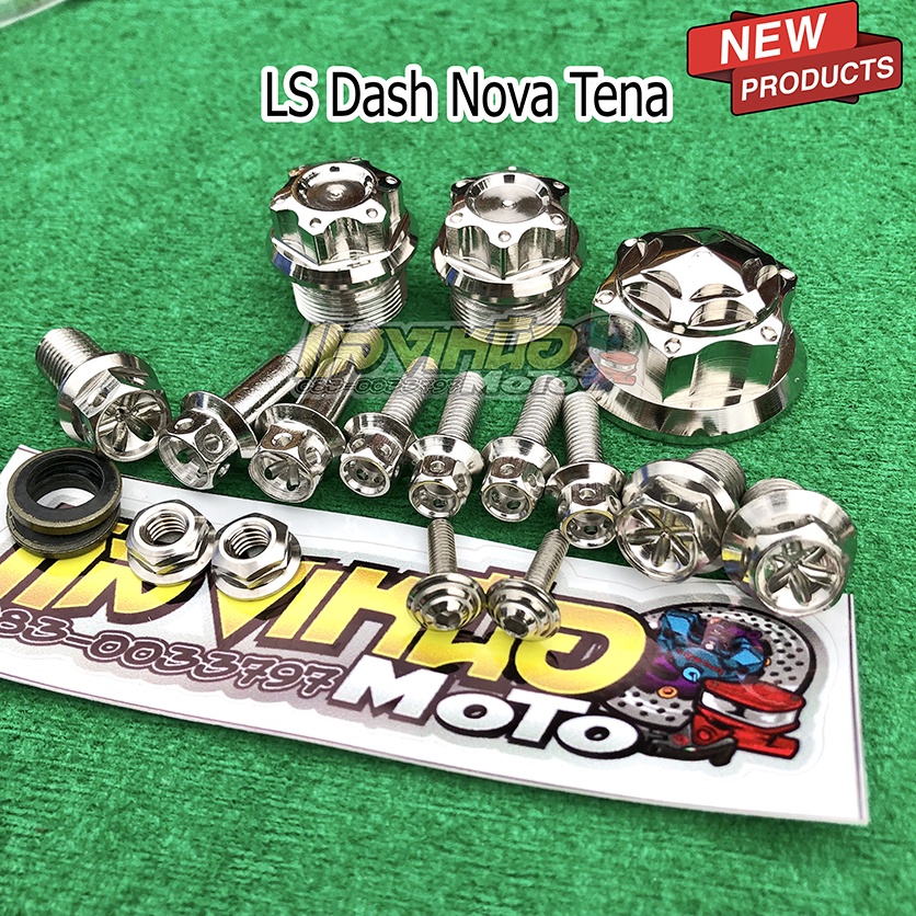 ชุดน็อตแผงคอ-หัวโช๊คหัวเฟือง+ชุดน็อตประกับชุดใหญ่ สีเลส Nova Tena LS Dash | Shopee Thailand