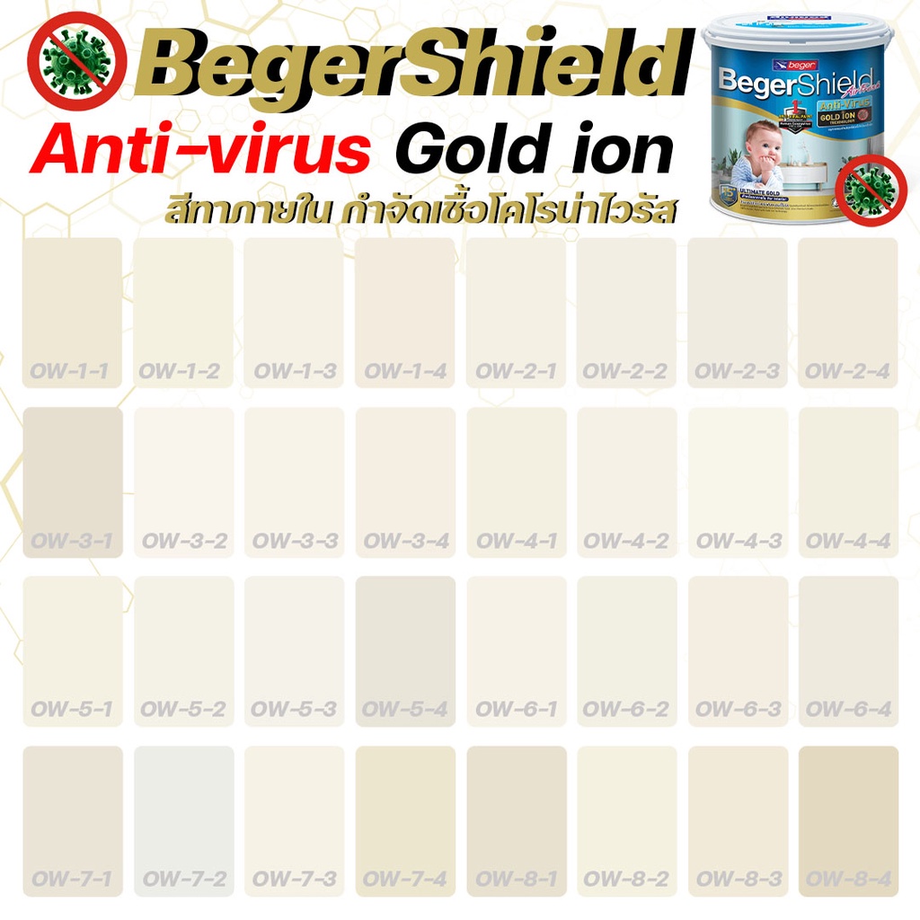 Beger Air fresh โกลด์ไอออน กึ่งเงา สีครีม ขนาด 3.5 ลิตร สีไร้กลิ่น เช็ด ...