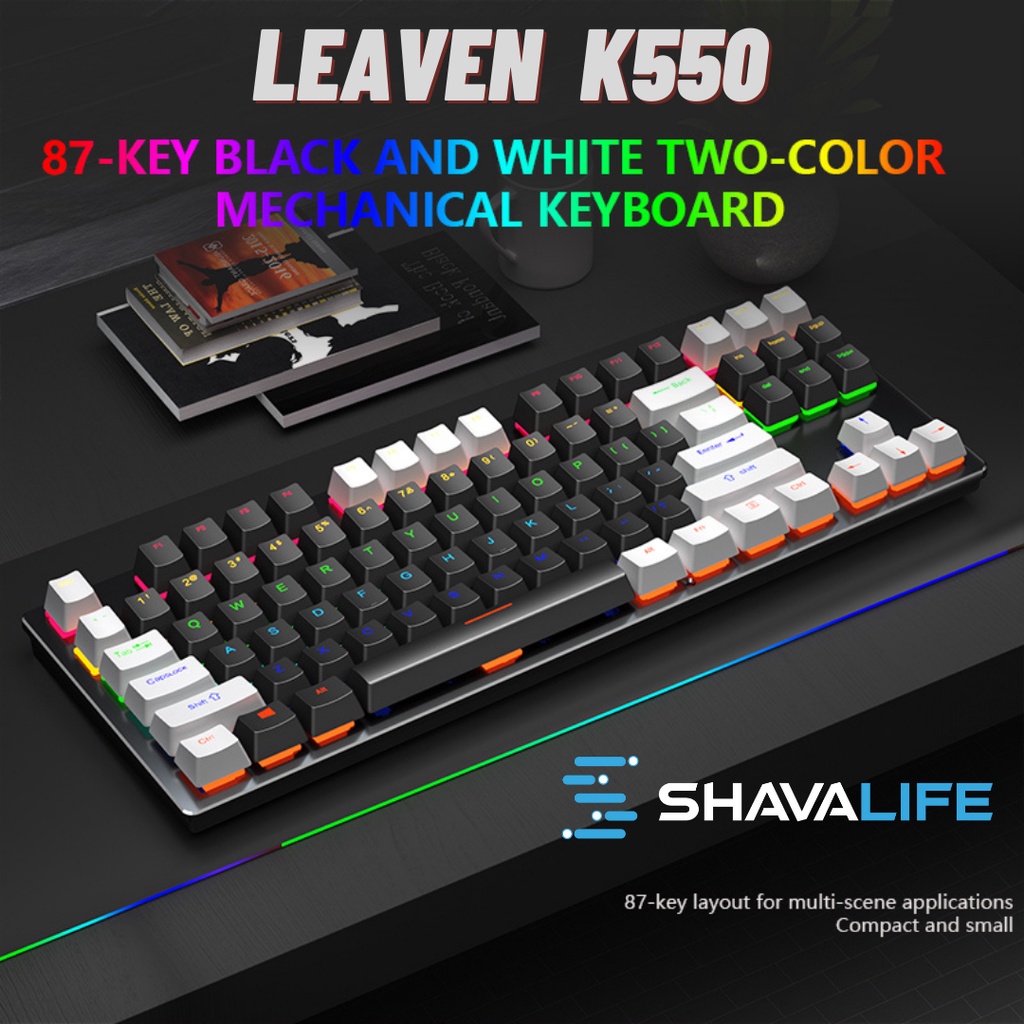 Leaven K550 คีย์บอร์ดเกมกลแบบมีสายพร้อมการออกแบบเครื่องพิมพ์ดีดคลาสสิก ...