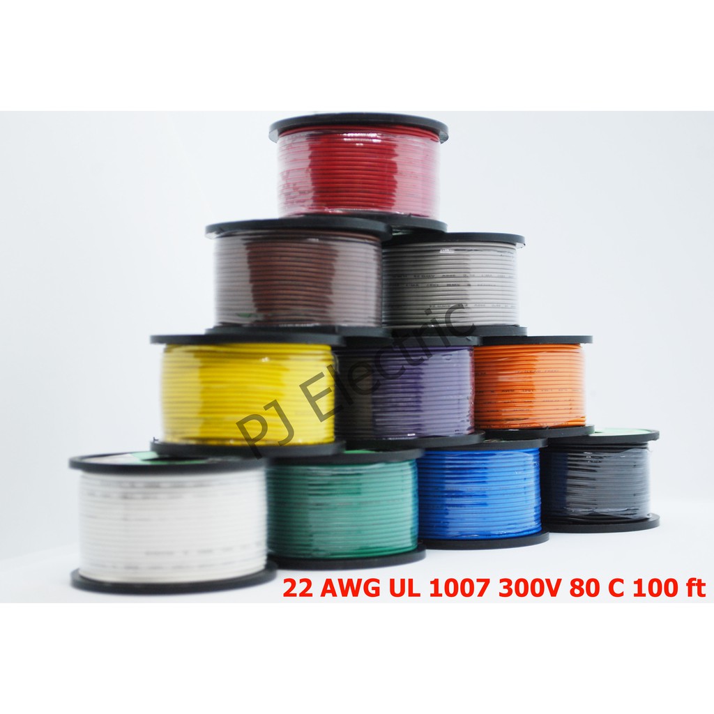 สายไฟอ่อน สายไฟ 22 AWG (UL1007,100 ft) ใช้สำหรับเชื่อมต่อภายในอุปกรณ์ ...