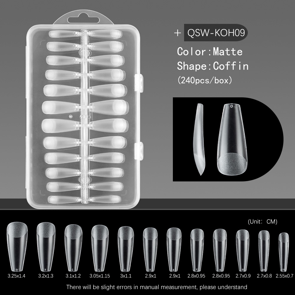 บ้านแคปซูล240pcs/box False Nails ABS Press on Nails Coffin Oval ...