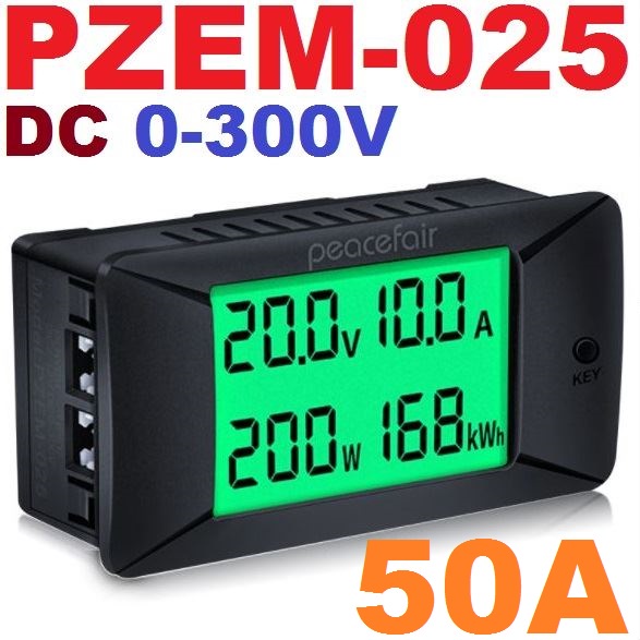 PZEM-025 DC 0-300v 50A Shunt Bidirectional Battery Tester DC Digital ...