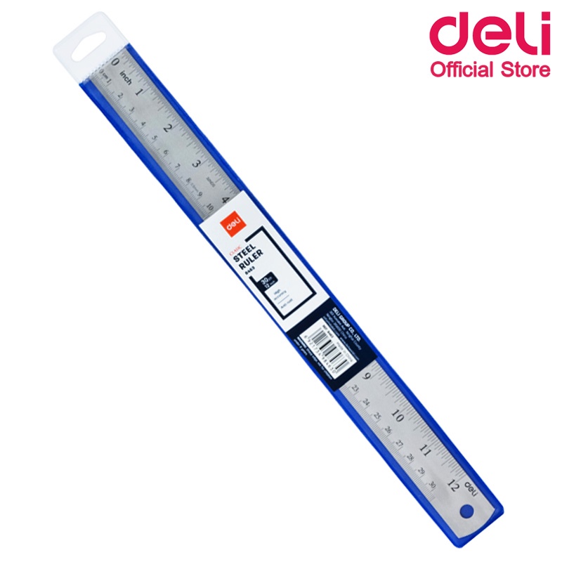 Deli 8463 Rulers ไม้บรรทัดฟุตเหล็ก ยาว 30 CM (12 นิ้ว) แพ็ค 1 ชิ้น ไม้ ...