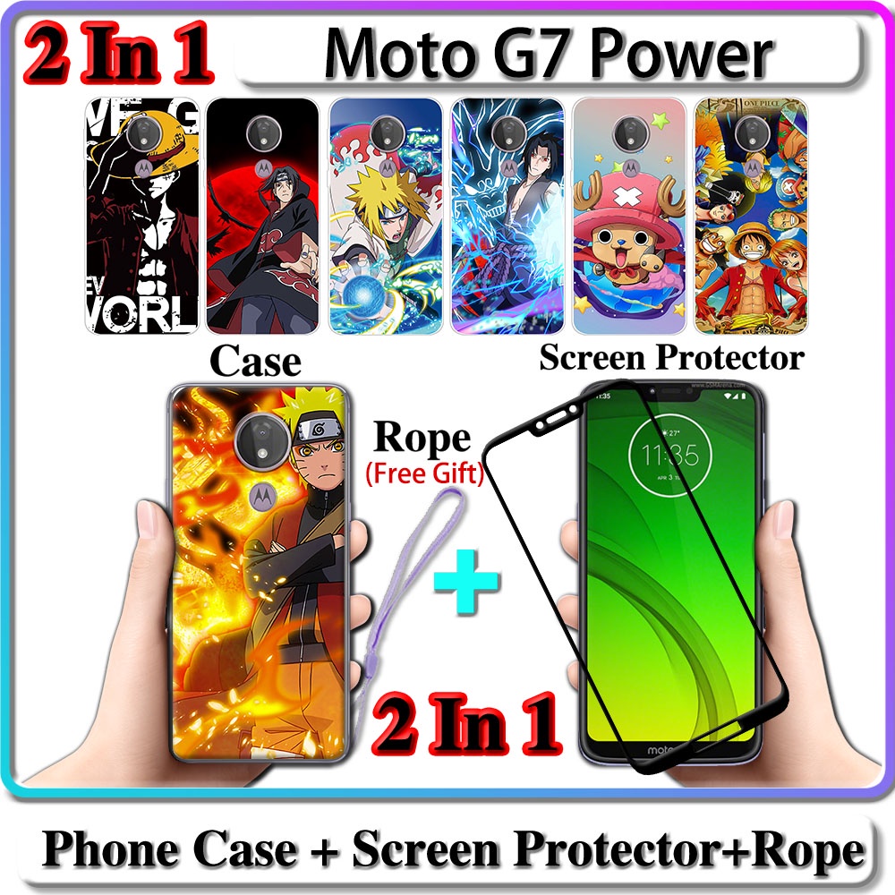 2 IN 1 เคส Moto G7 Power พร้อมกระจกนิรภัยกันรอยหน้าจอโค้งเซรามิค Naruto ...