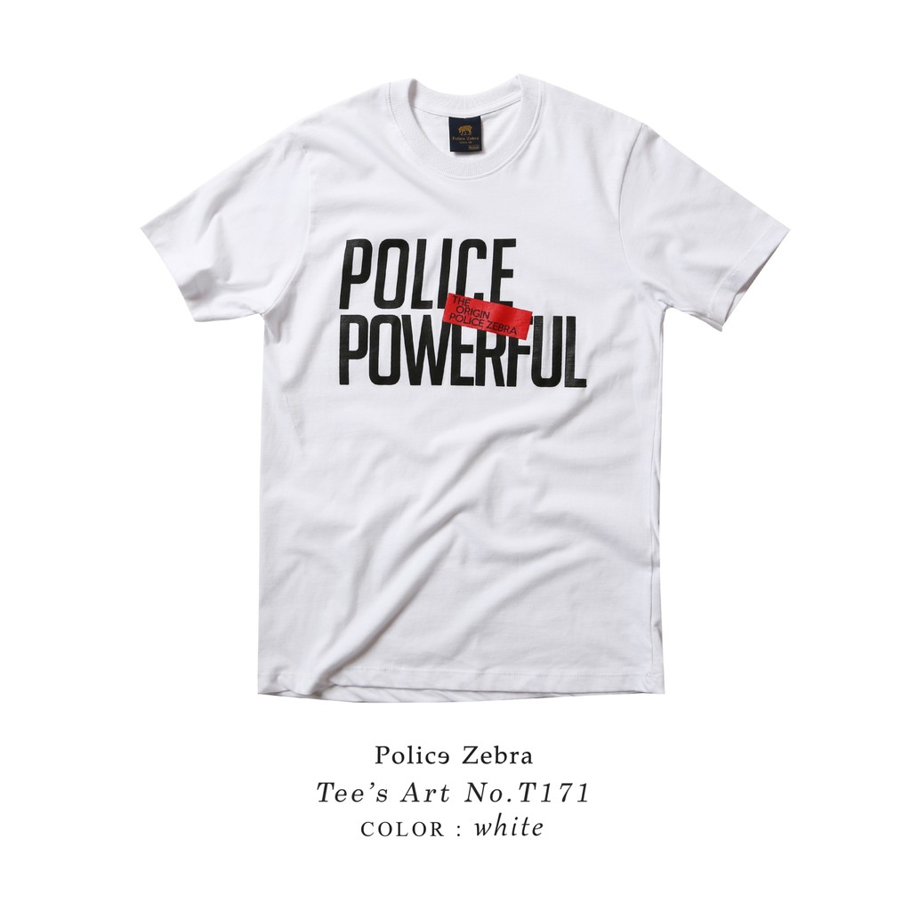 Police Zebra เสื้อยืด คอกลม ผู้ชาย/ผู้หญิง สีขาว ดำ กรม ทุกไซส์ (T171 ...