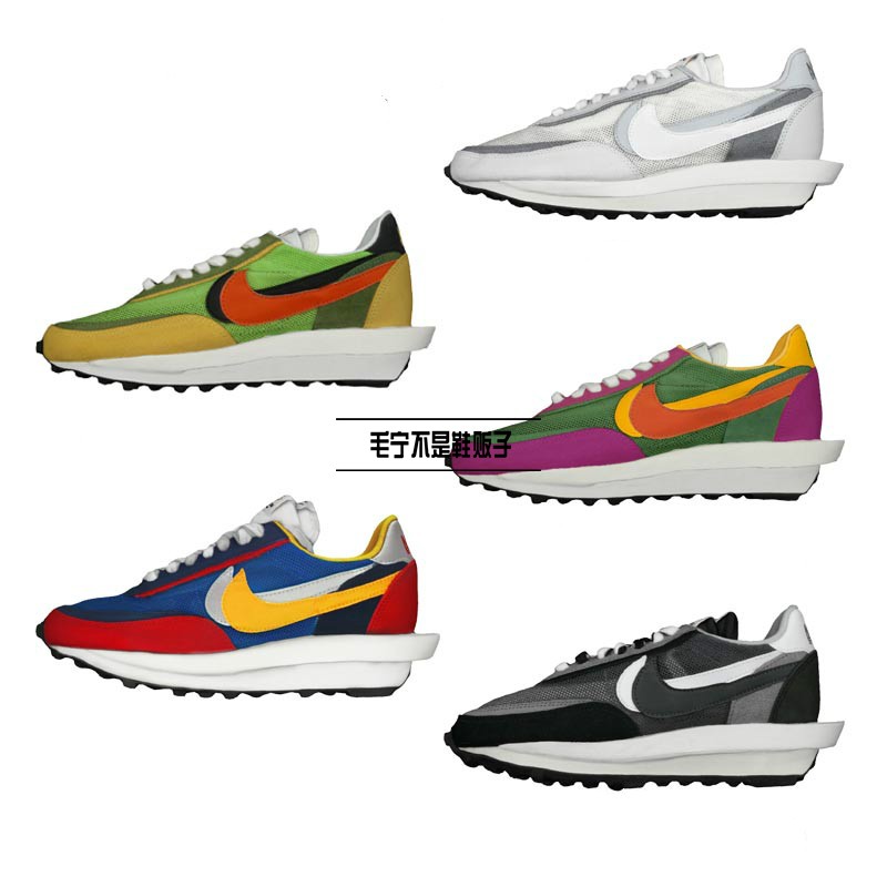 NIKE SACAI black white mens sports shoes ใหม่สามสีขาวดำรองเท้าวิ่งสีเทา ...