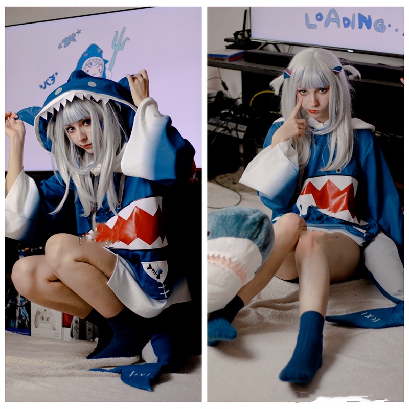 New Hololive Gawr Gura Cosplay Costume ENG Shark Costume for Women Halloween Youtuber Cosplay ...
