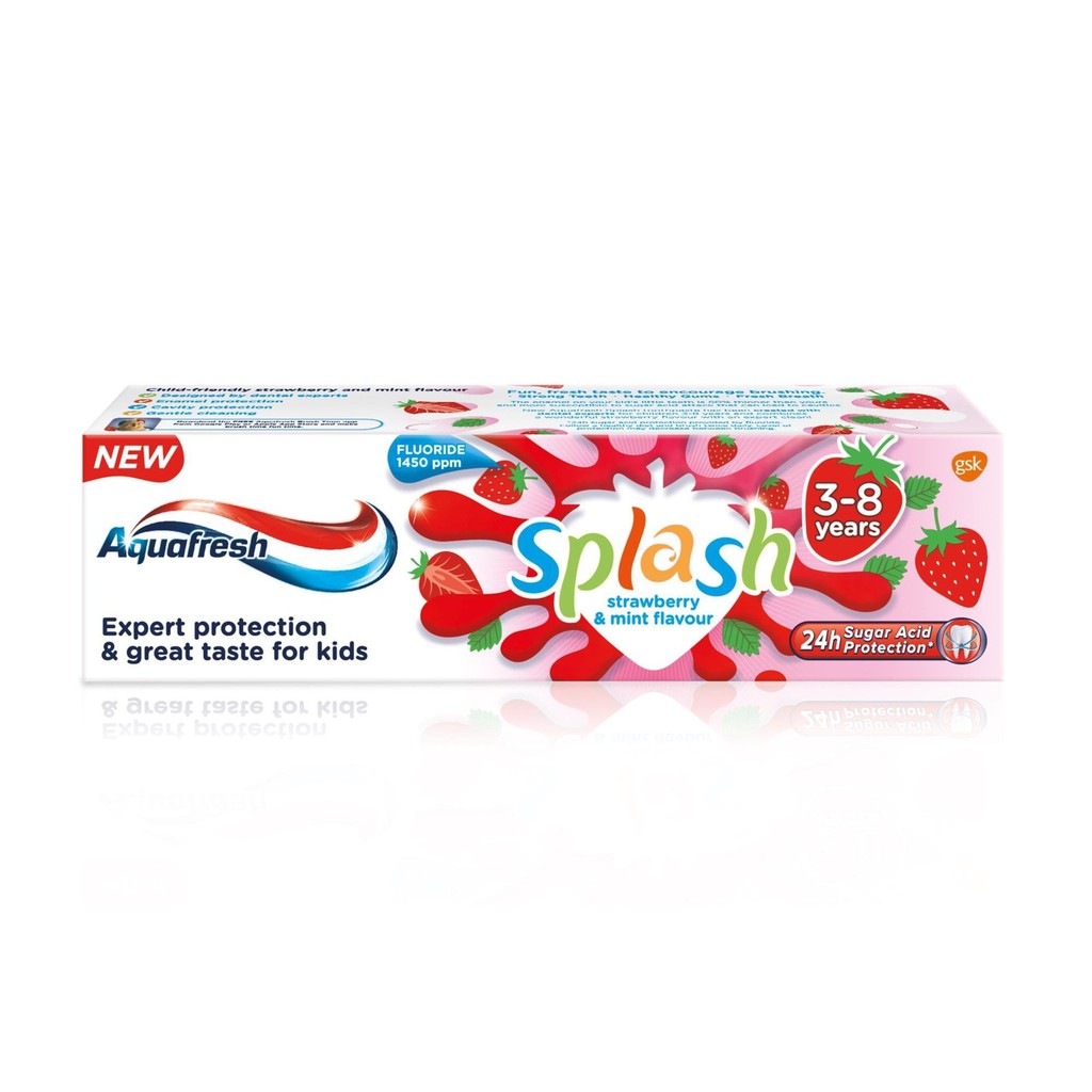 Aquafresh Kids Toothpaste Splash Strawberry & Mint Flavour 3-8 Years ...