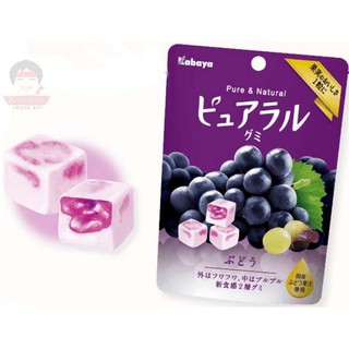 Kabaya Gummy Pure & Nature Grape 58g เยลลี่ญี่ปุ่น สอดไส้ผลไม้ รสองุ่นม่วง เยลลี่ องุ่น ของแท้ ...