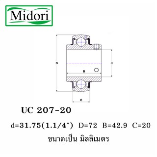 UC207 ตลับลูกปืน Bearing Units UC 207 ( เพลา 35 มม. ) UC207 | Shopee ...