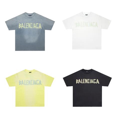 Balenci * GA Paris เสื้อยืดแขนสั้น พิมพ์ลายเทปสีเหลือง | Shopee Thailand