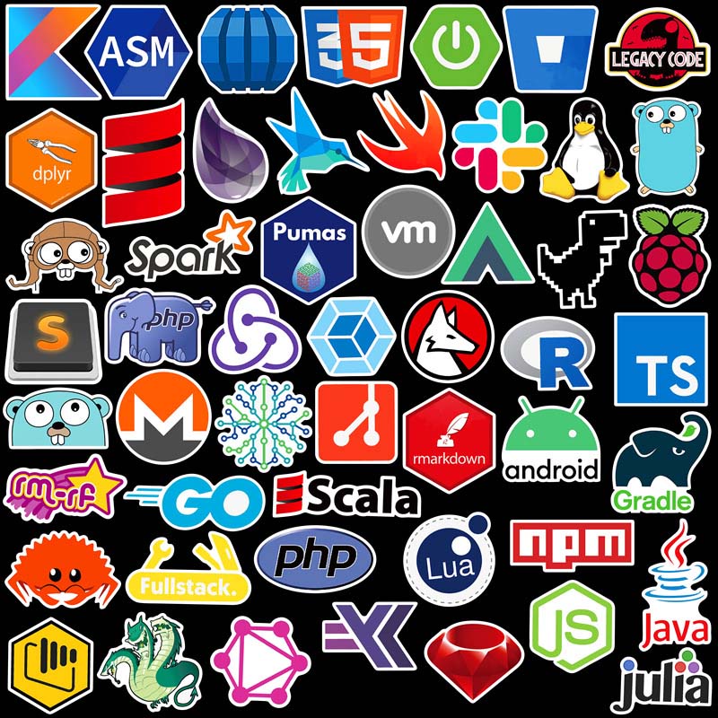 สติ๊กเกอร์โปรแกรมเมอร์ 105 ชิ้น Laptop Tech Developer Decals C# C++,Pyt ...