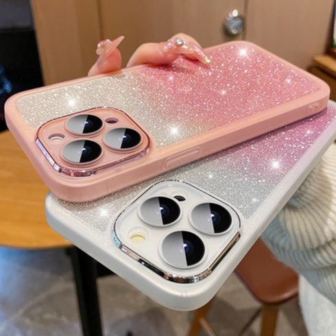 【Soft tpu+Gradient glitter paper/Pink color】เคส compatible for iPhone 7 ...