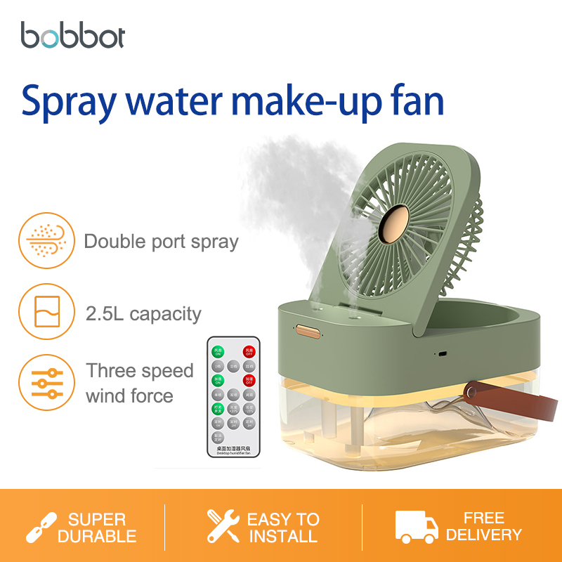 Bobbot 2.5L พัดลมเล็ก เครื่องทําความชื้น สเปรย์คู่ พัดลมตั้งโต๊ะ พัดลมรีโมท พัดลม พกพาพัดลม พัด ...