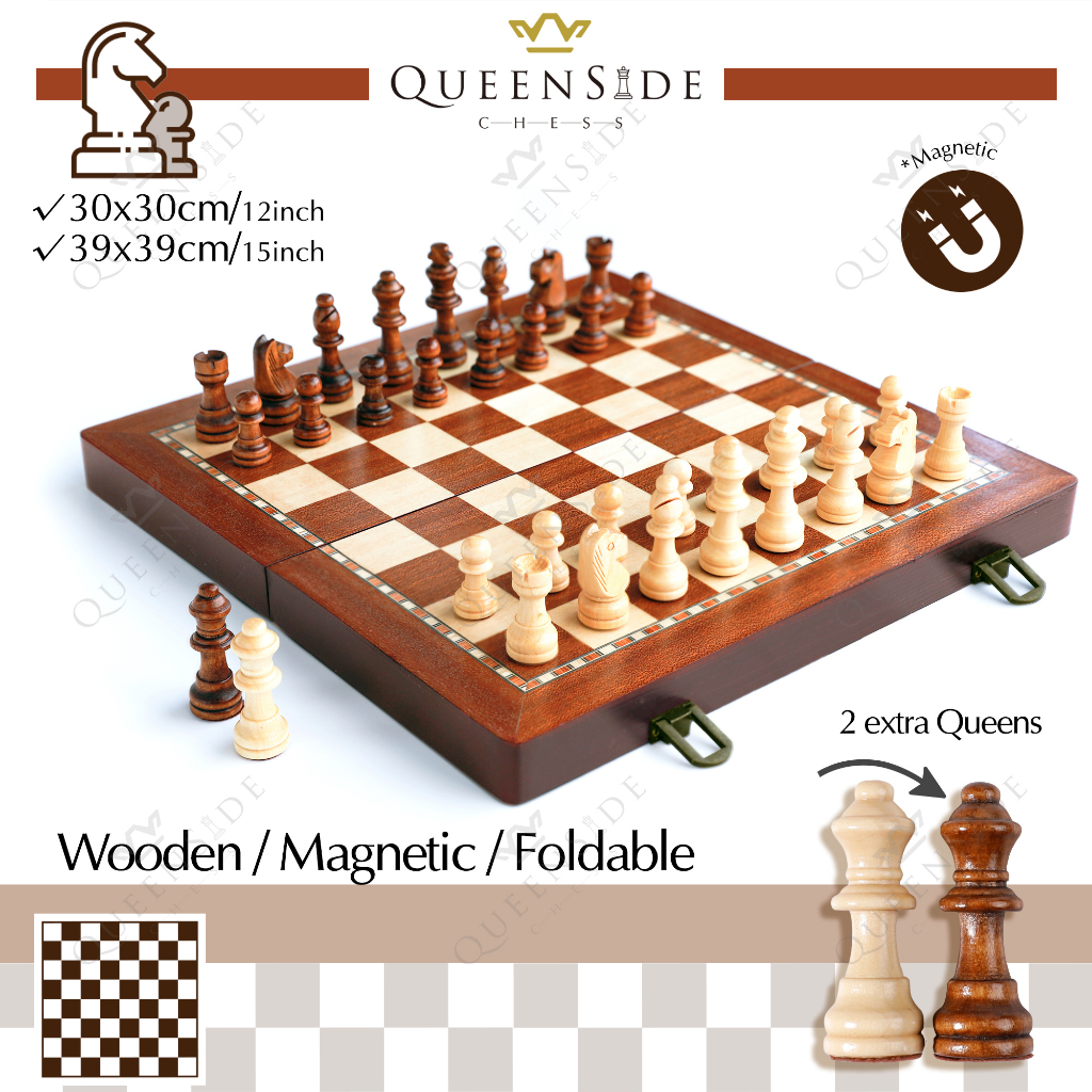 QueenSide หมากรุกไม้ที่มีแม่เหล็ก Magnetic Wooden Chess Set with ...