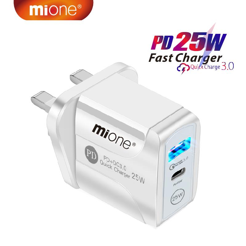 Mione 25W Fast Charger Adapter Type C adaptor QC3.0 USB C Charger 2 ...