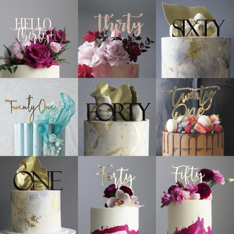 ท็อปเปอร์เค้กวันเกิด อะคริลิค ลาย One Twenty One Hello Thirty Forty ...