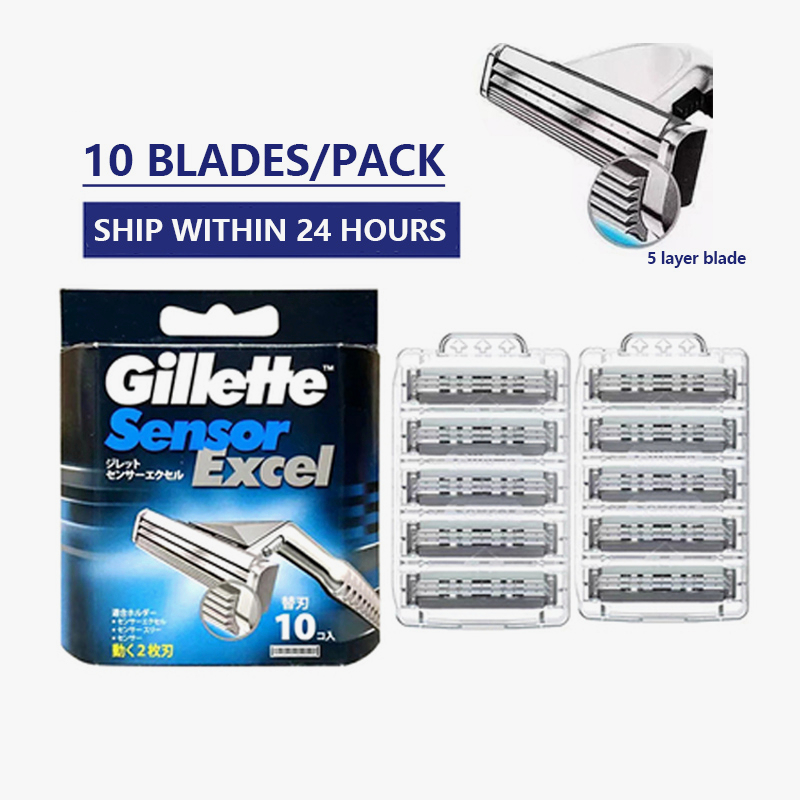 Gillette Sensor Excel ใบมีดโกนหนวด สําหรับผู้ชาย 10 ชิ้น | Shopee Thailand