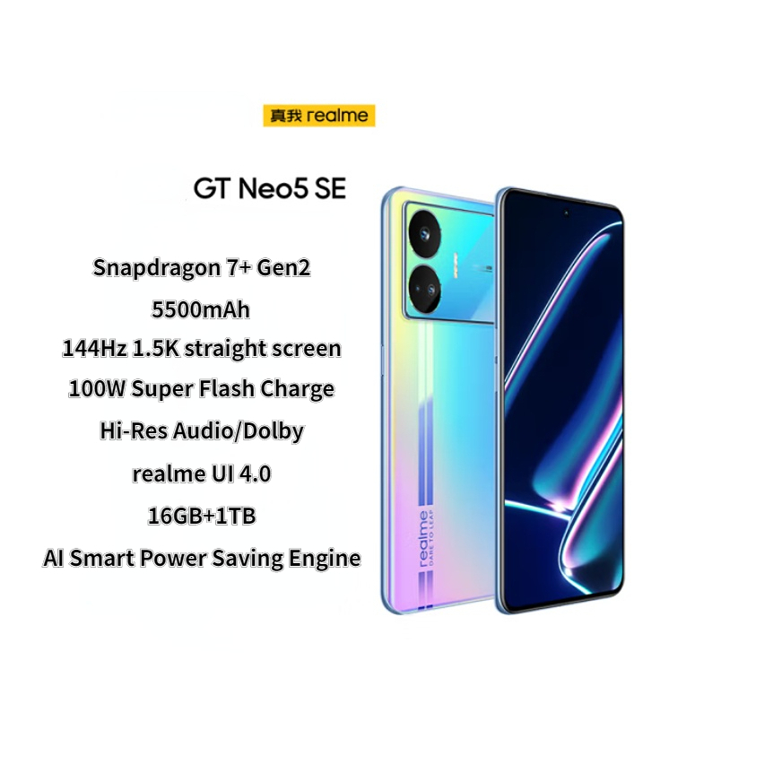 100 Realme GT Neo5 SE Snapdragon 7+ Gen2 แกนเรือธง 144Hz 1.5K หน้าจอตรง 100W + 5500mAh อายุการ ...