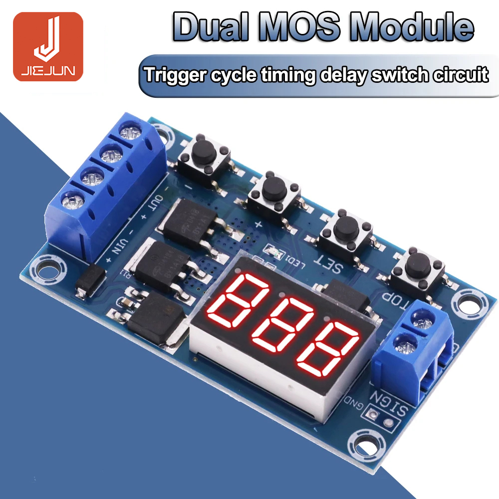 DC 12V 24V Dual MOS LED Digital Time Delay Relay Trigger Cycle Switch Circuit Board Timing ...