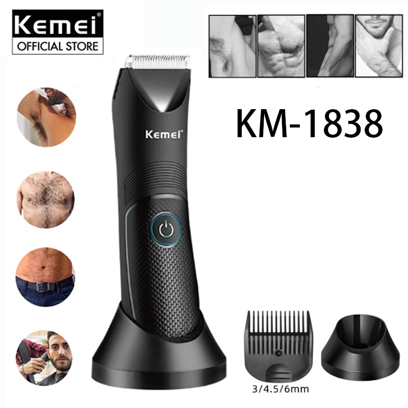 Kemei KM-1838 ปัตตาเลี่ยนตัดผม กันน้ํา แห้ง เปียก รักแร้ ร่างกาย มีดโกนหนวด ล้างทําความสะอาดได้ ...