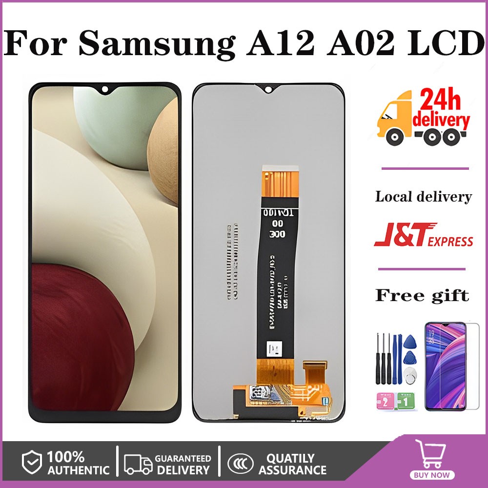 อะไหล่หน้าจอสัมผัส LCD สําหรับ Samsung Galaxy A12 A02 M12 M02 A125 A127 ...