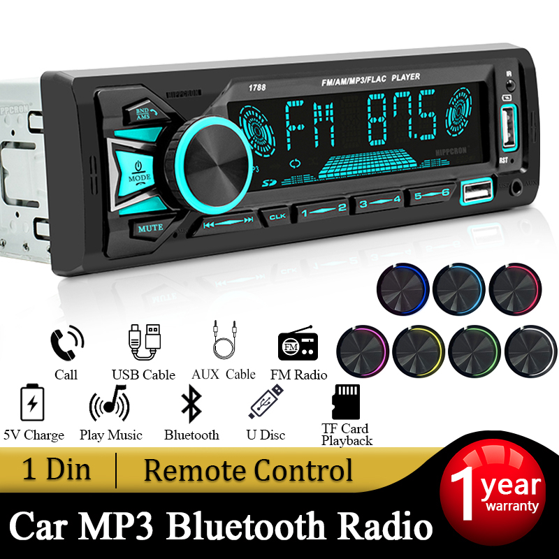 วิทยุรถยนต์ Sinovcle ใหม่ 1din สเตอริโอ Bluetooth Mp3 Fm รีซีเวอร์ พร้อมรีโมท Aux/usb/การ์ด TF ...