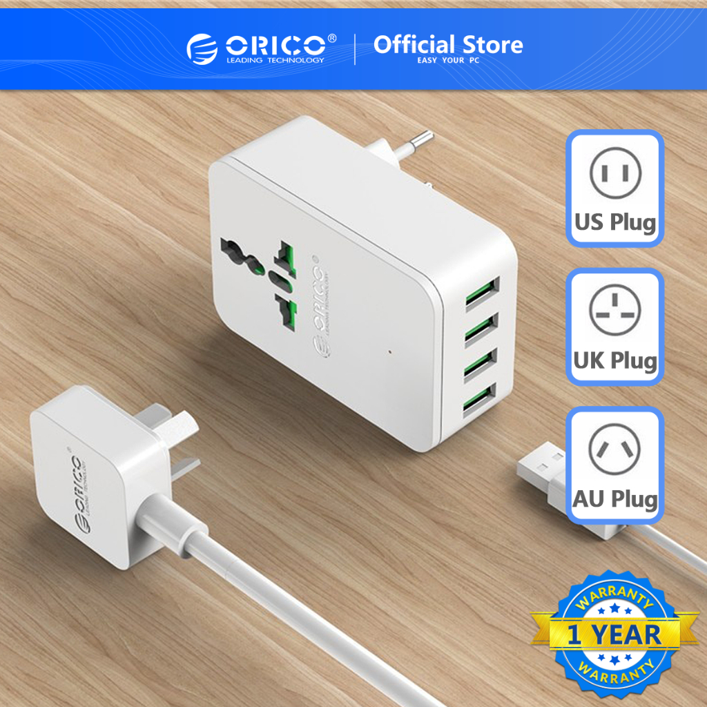 Orico Multi-function Converteror AC Socket Power Plug Adapter พร้อมพอร์ตชาร์จ USB 4 พอร์ตสําหรับ ...
